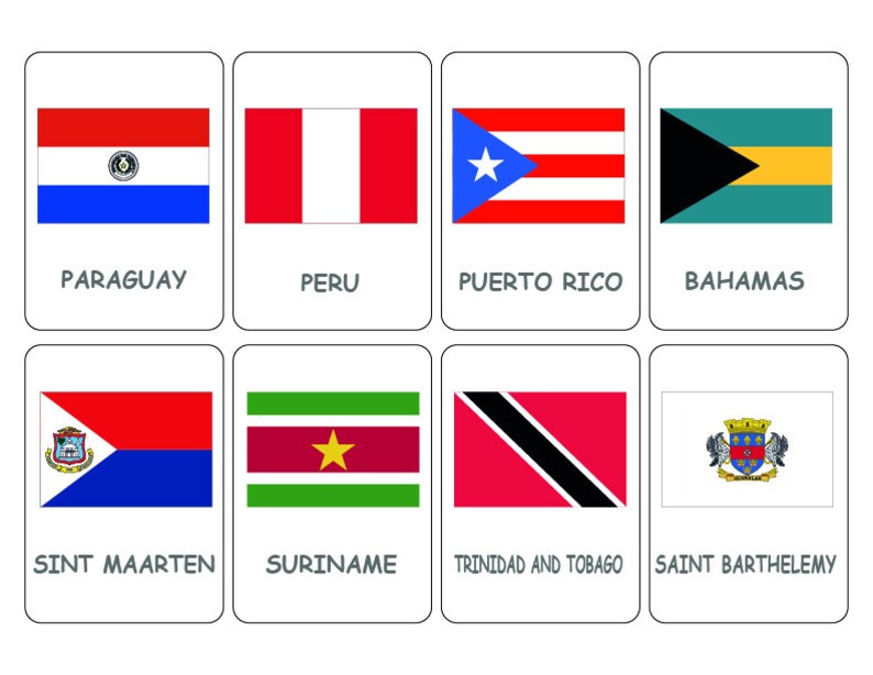 Digital Flash Card Flags of Countries of the Americas 3 Parts Cards ...