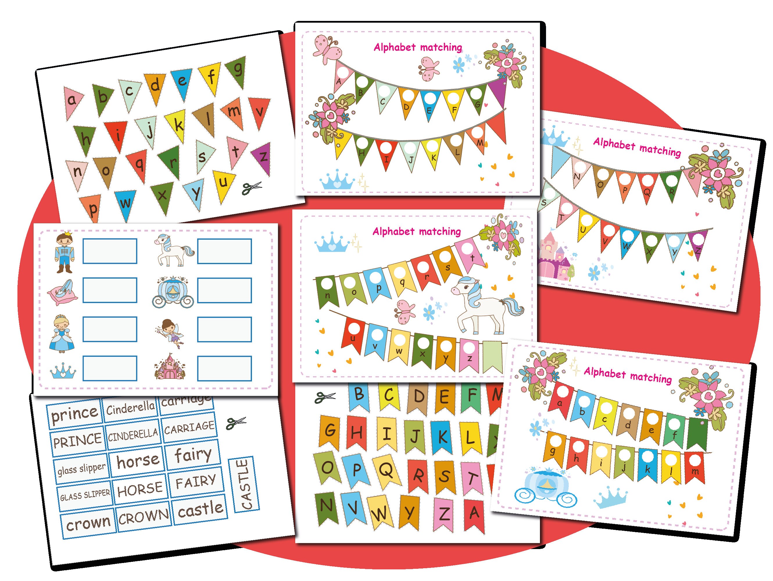 Alphabet Matching Activity ,princess Alphabet Maching,uppercase and ...