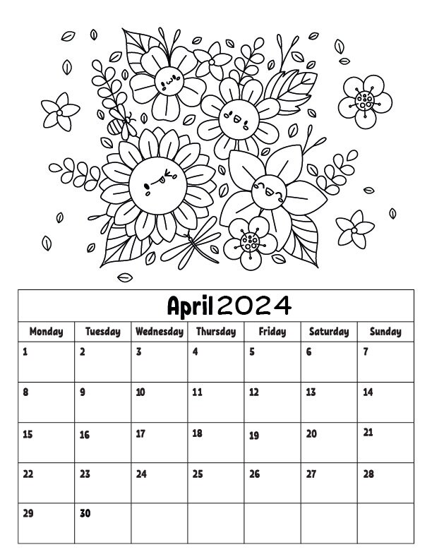 2024 Calendar for Kids,coloring Calendar. - Etsy