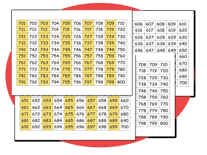 Count to 1000 Charts,10 Printable Number Charts, Numbers 1-1000 Wall ...