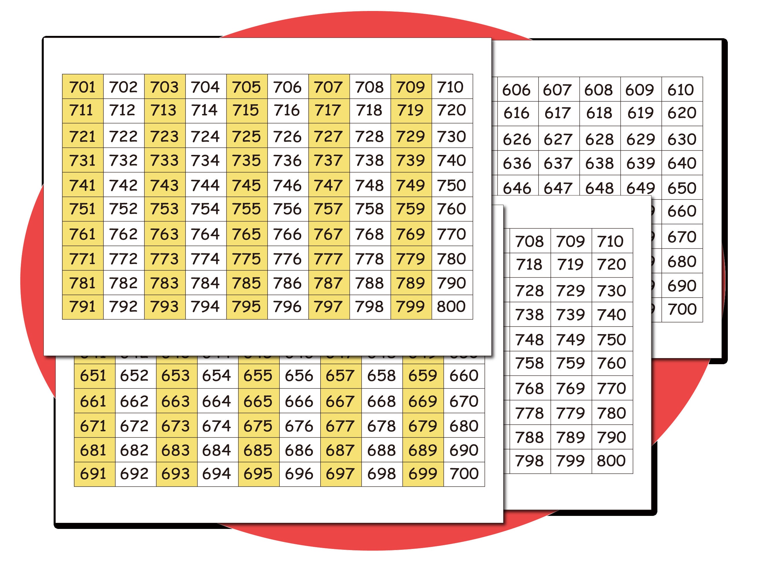 Count to 1000 Charts,10 Printable Number Charts, Numbers 1-1000 Wall ...