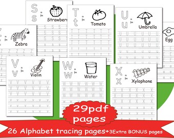 26 Printable Trace the Alphabet Worksheets, Preschool-kdg Phonics ...