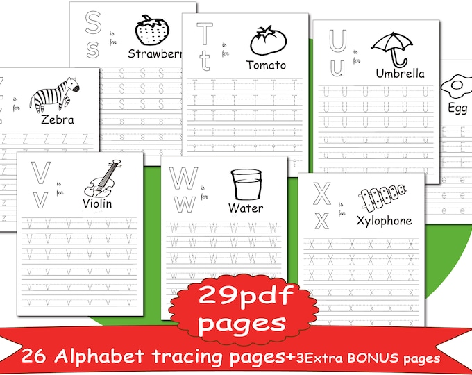 26 Printable Trace the Alphabet Worksheets, Preschool-kdg Phonics ...