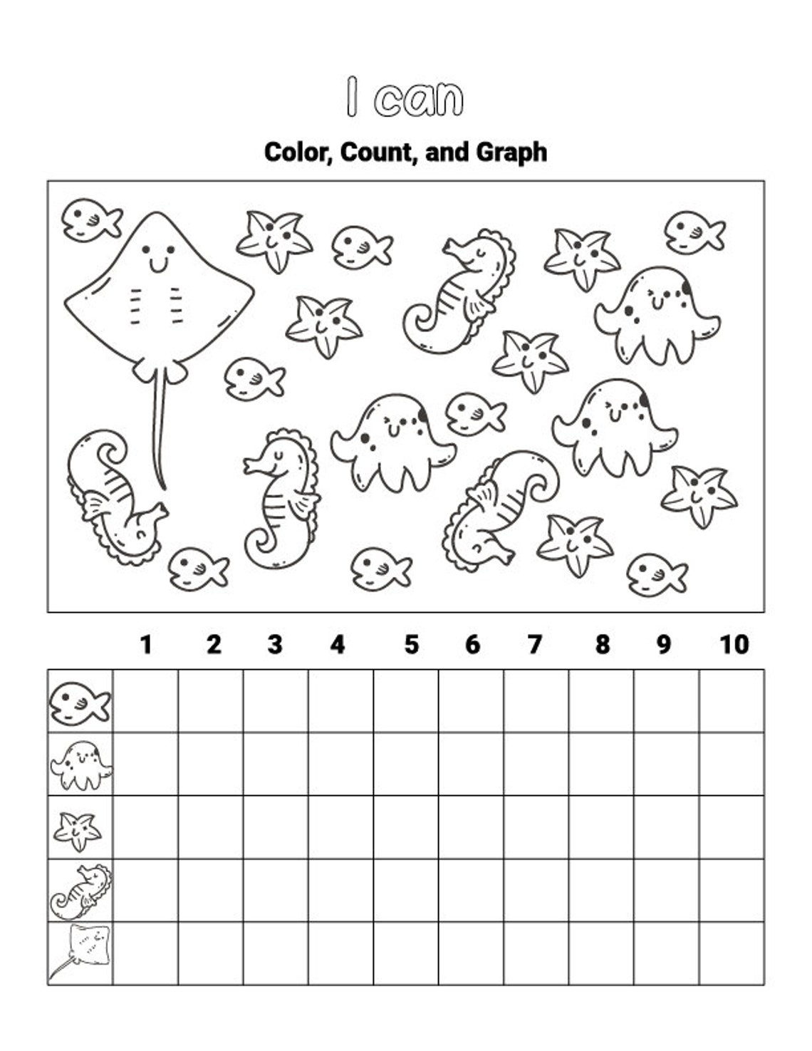 Color Count Preschool Printable Graphing Worksheets. Preschool Math ...