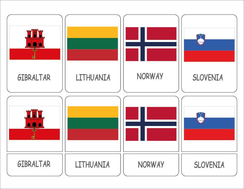 Printable Flags of 52 Countries of Europe Flashcards Instant Download 3 ...
