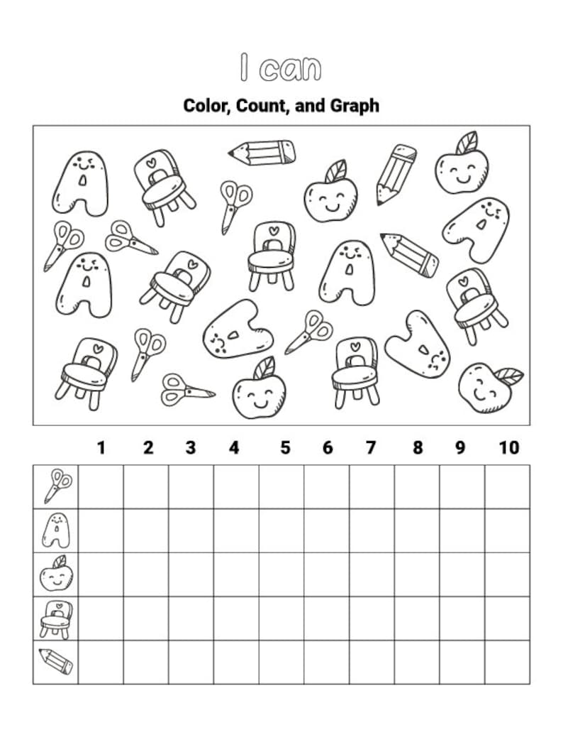 Color Count Preschool Printable Graphing Worksheets. Preschool Math ...