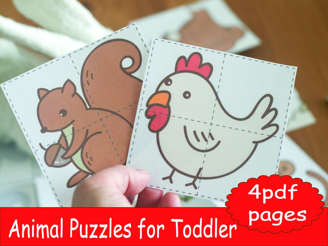 Animal Puzzles,printable Activity, Matching Cards,montessori Activity ...