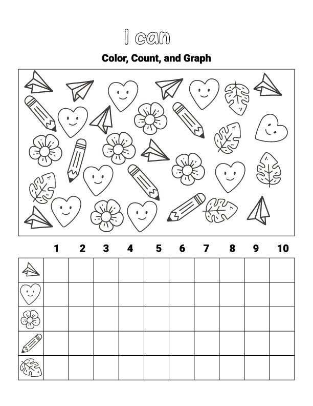 Color Count Preschool Printable Graphing Worksheets. Preschool Math ...