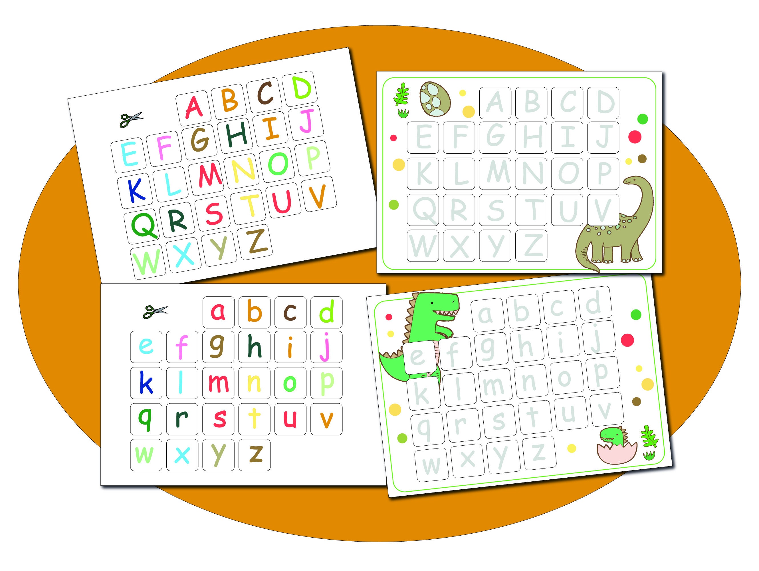 Alphabet Matching Activity ,dinosaur Alphabet Maching,uppercase and ...
