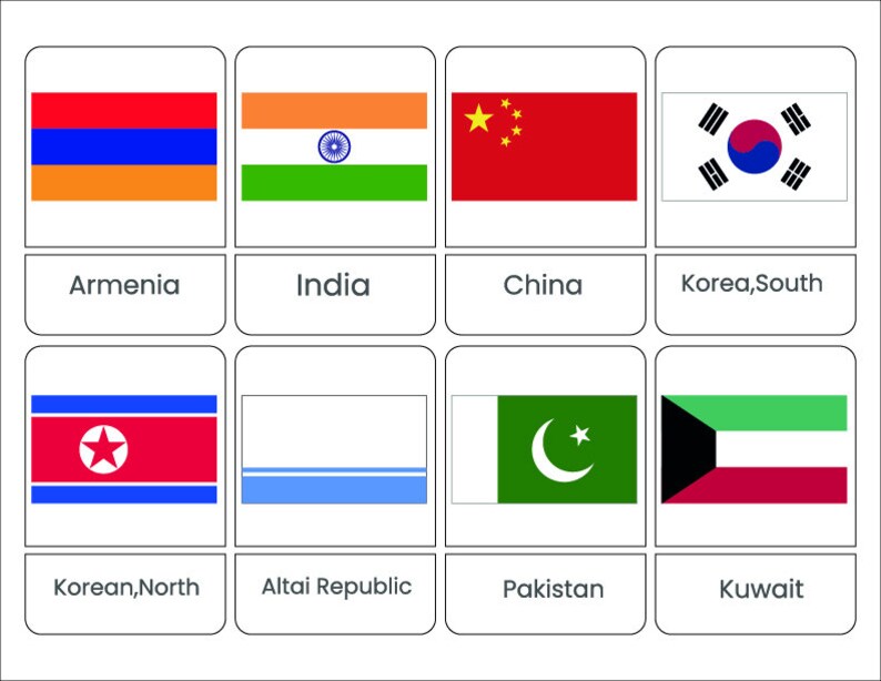 Pritable Flags of Countries of Asia Flag Digital Download World Nations ...
