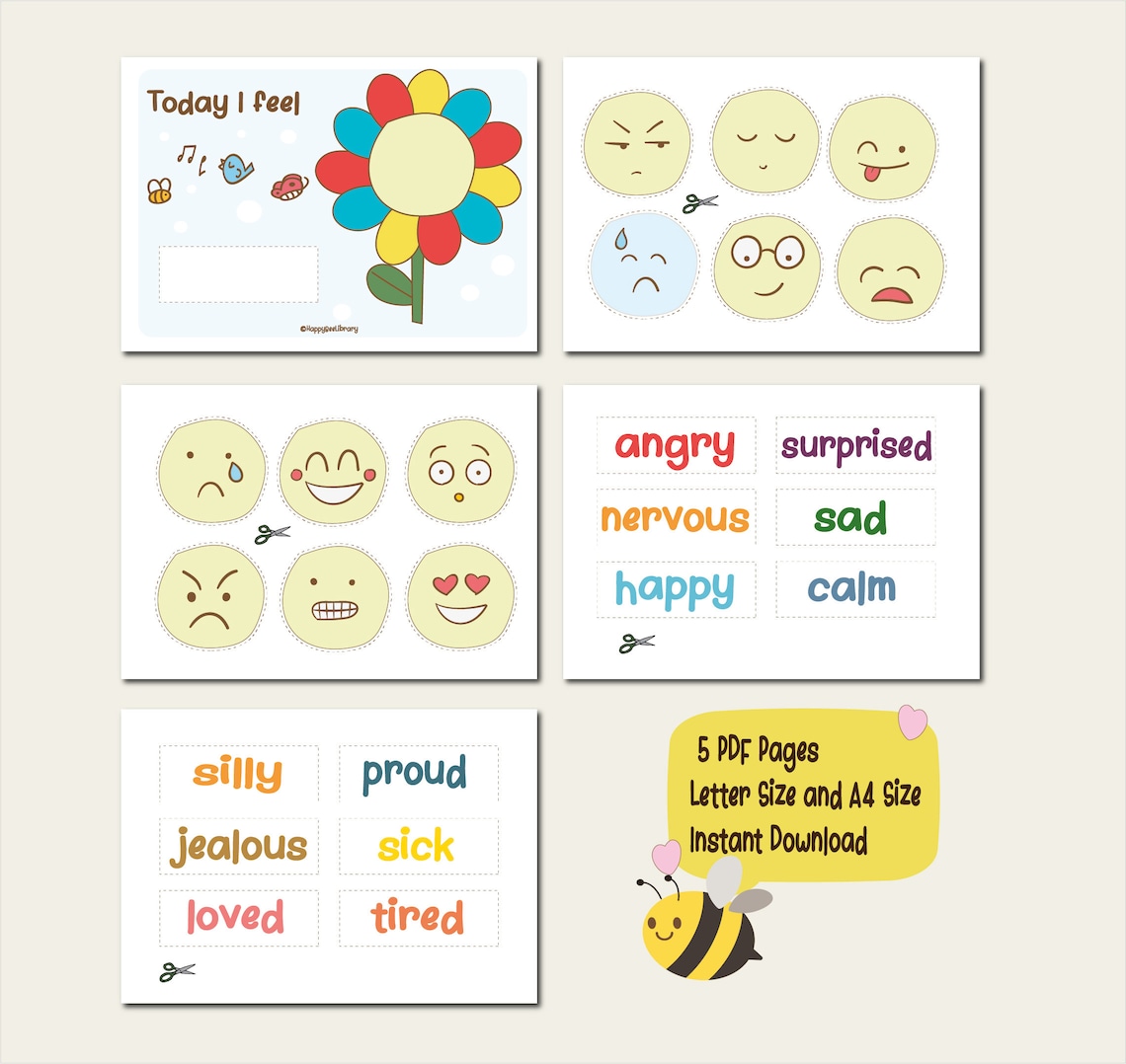Emotions Chart for Kids Digital Download Emotion Cards for Toddler ...