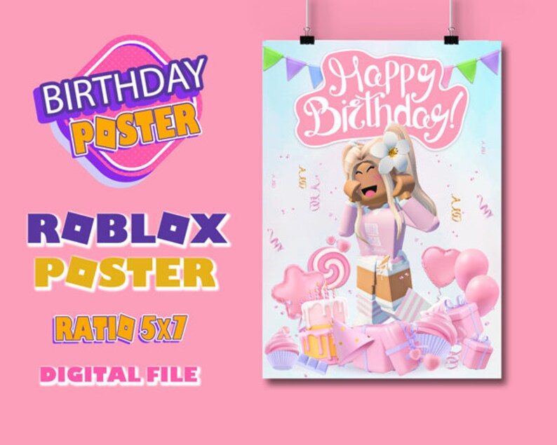 Birthday Poster Roblox Roblox Party Poster Poster for | Etsy Canada