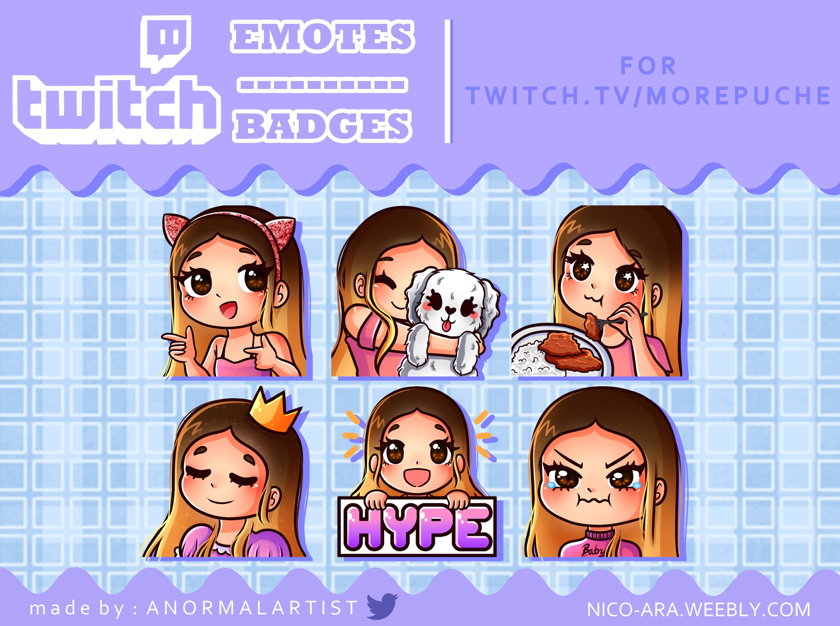 Custom Cute Twitch Emotes / Twitch Emoji for Streamer / Youtube, Twitch ...