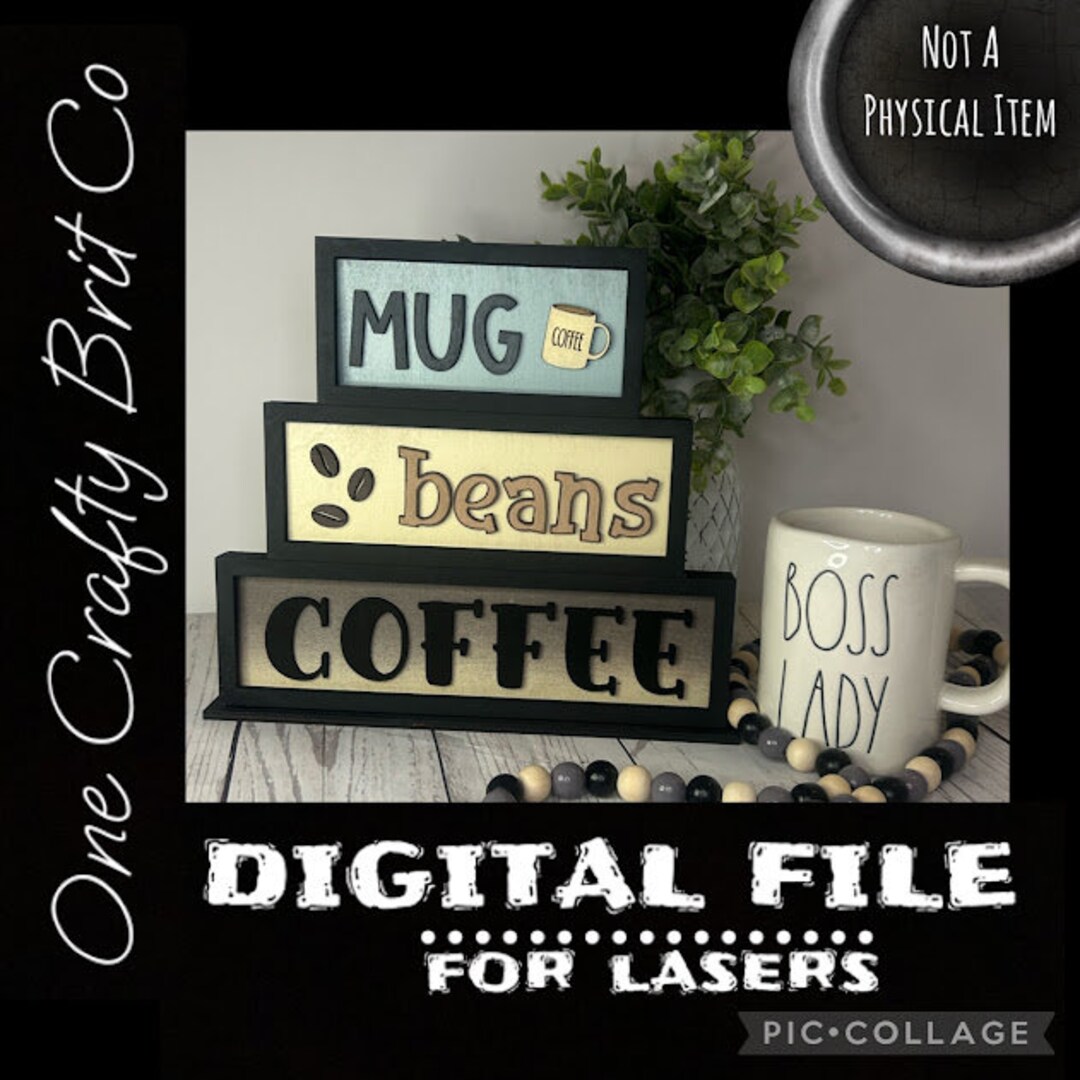 Mug Beans Coffee Inserts Only - DIGITAL FILE (includes Tabletop and ...