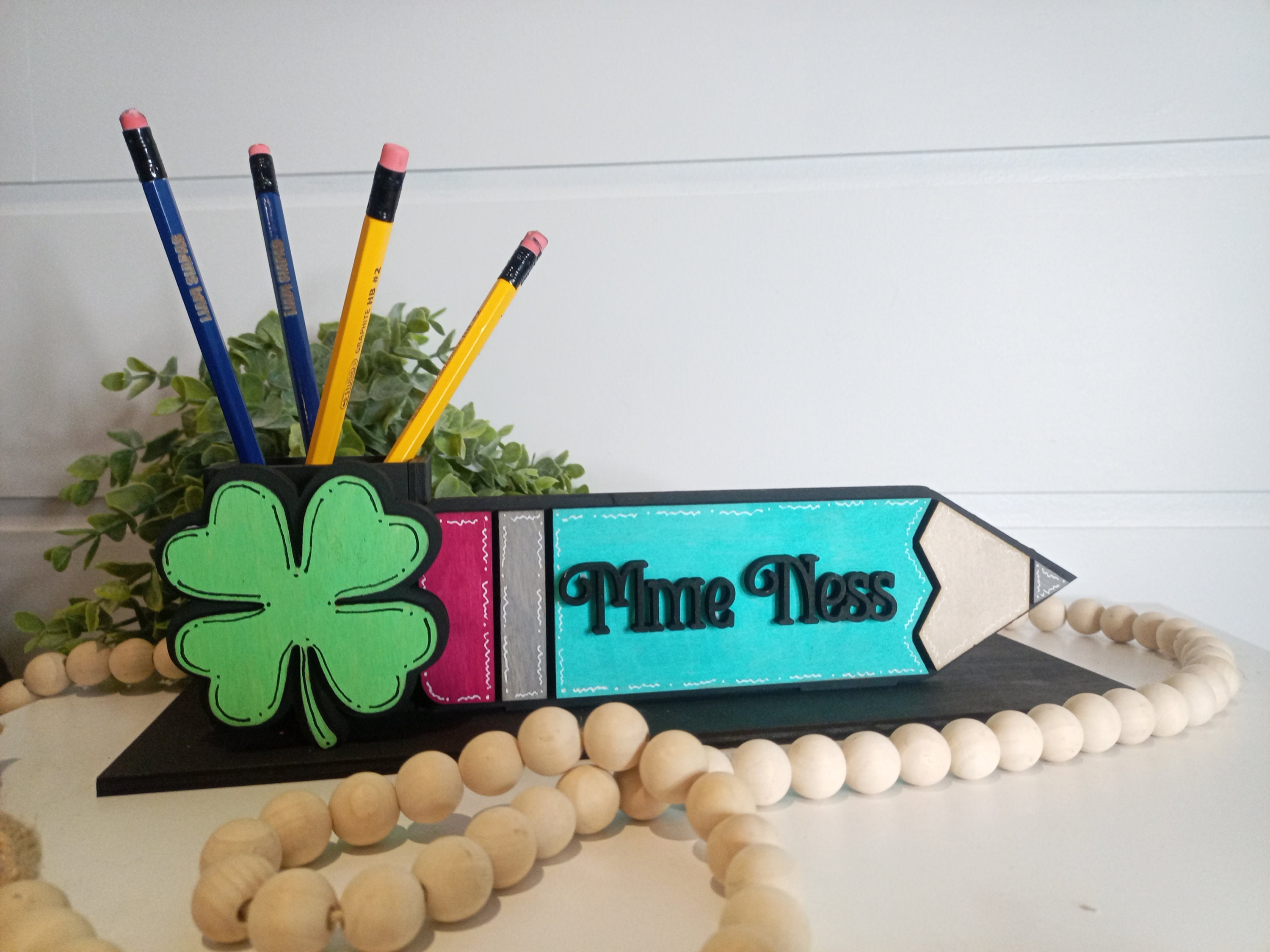 Teacher Desk Name Plate With Pencil Holder and - Etsy