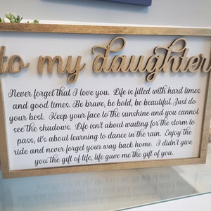 To My Daughter Sign With Stand - DIGITAL FILE - Etsy