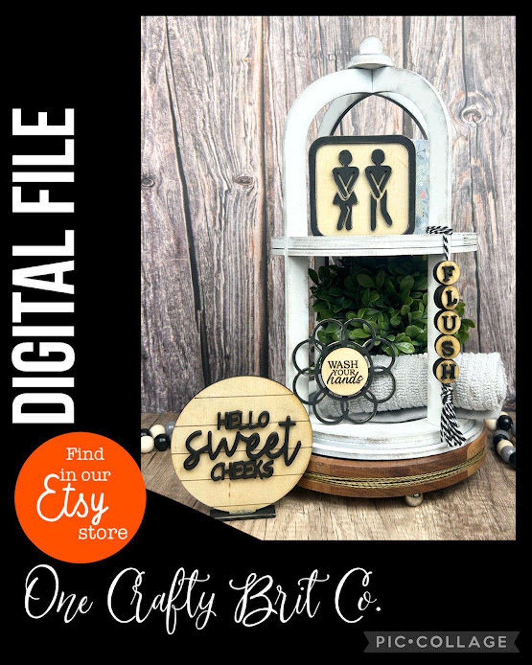 2 Tier Arched Tray Small 12" - Includes Powder Room Themed Decor ...