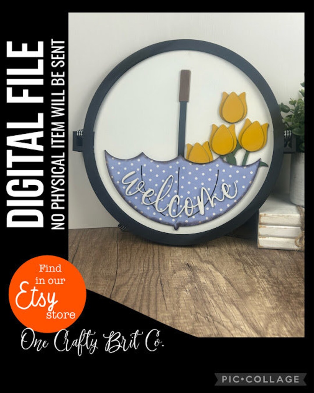 Welcome Umbrella Spring Insert Only - DIGITAL FILE (includes Round and ...