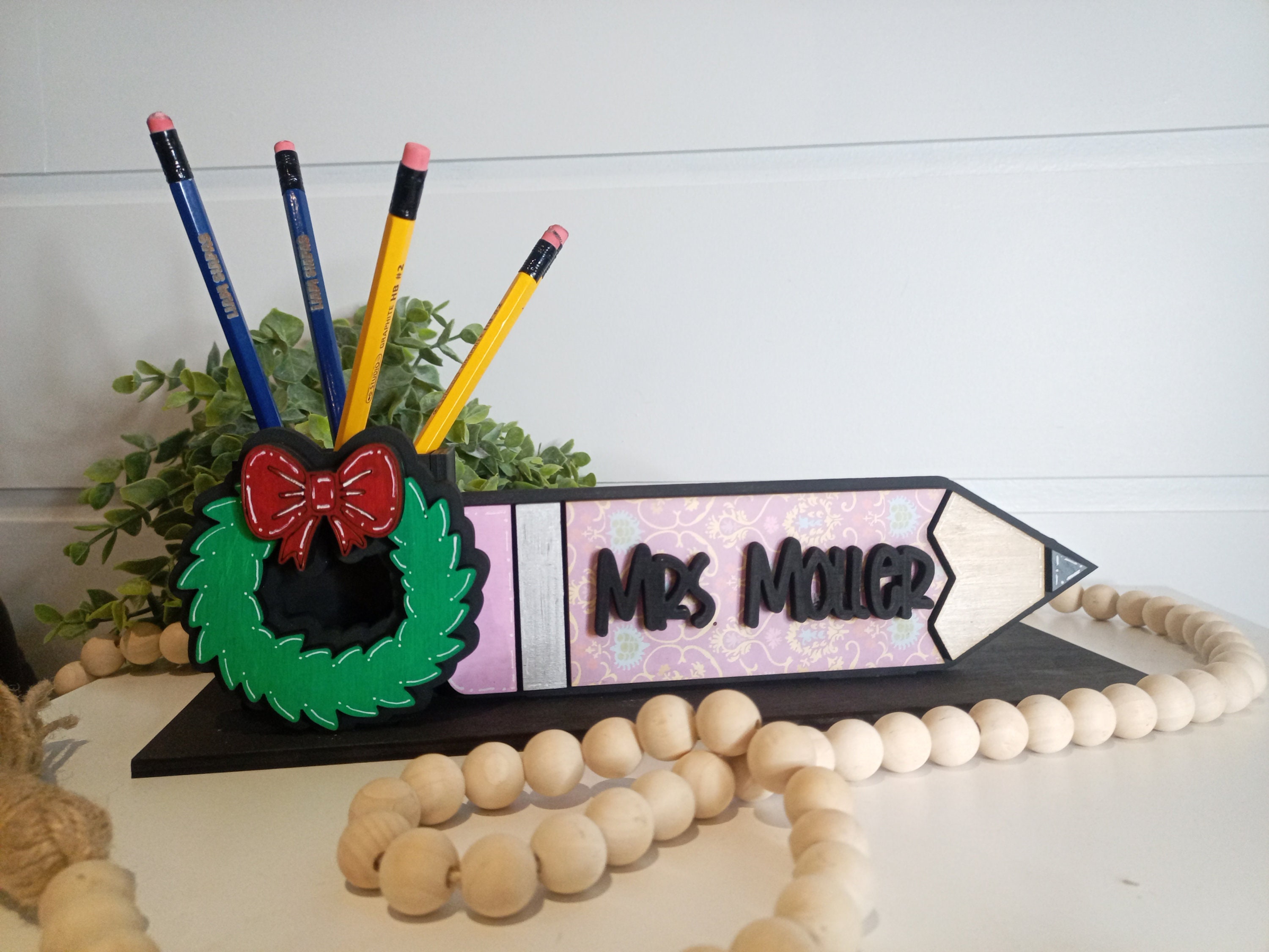 Teacher Desk Name Plate With Pencil Holder and | Etsy