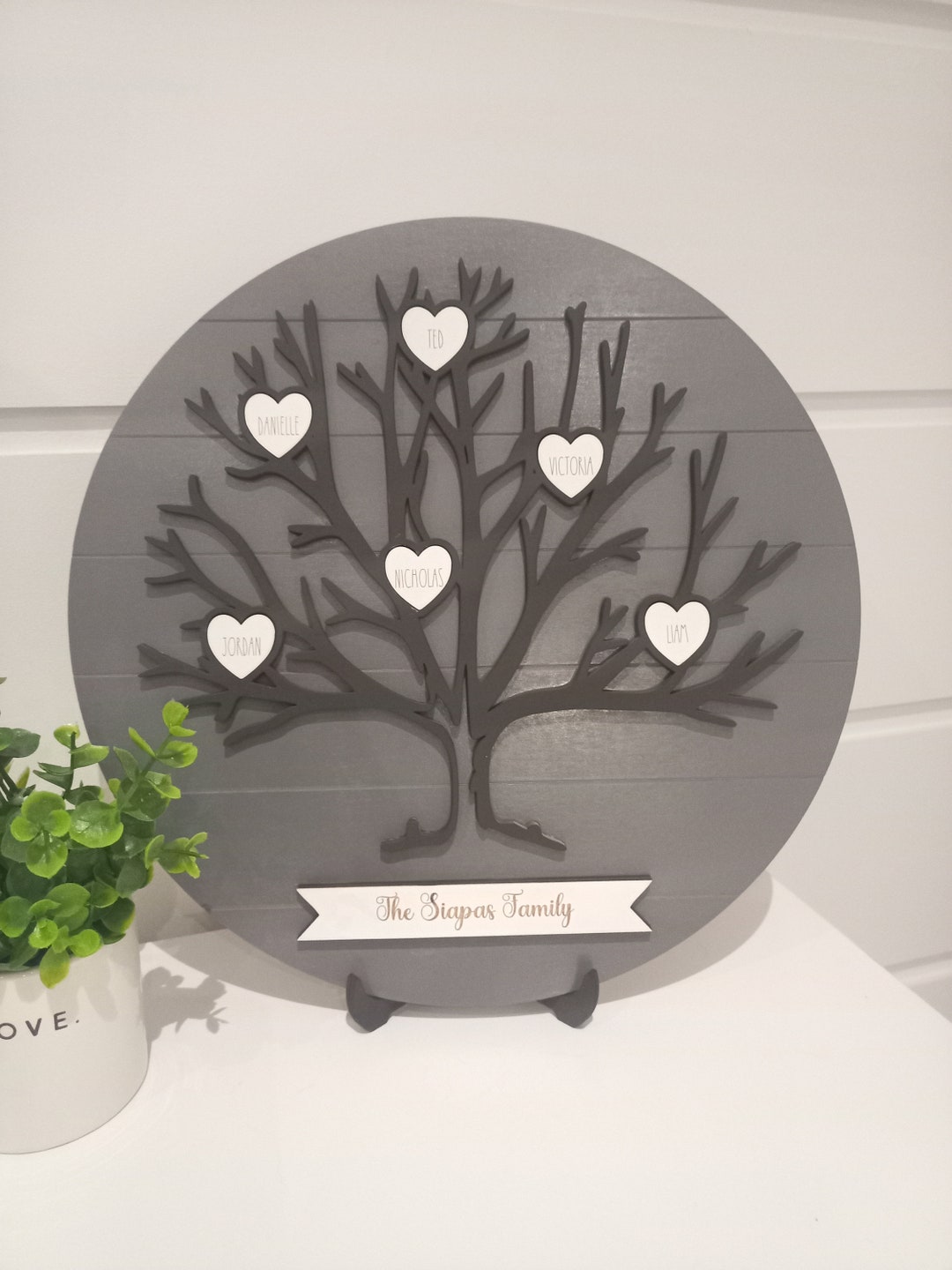 5 Person - 12" Family Tree Round With Bonus Stand - DIGITAL FILE ONLY ...