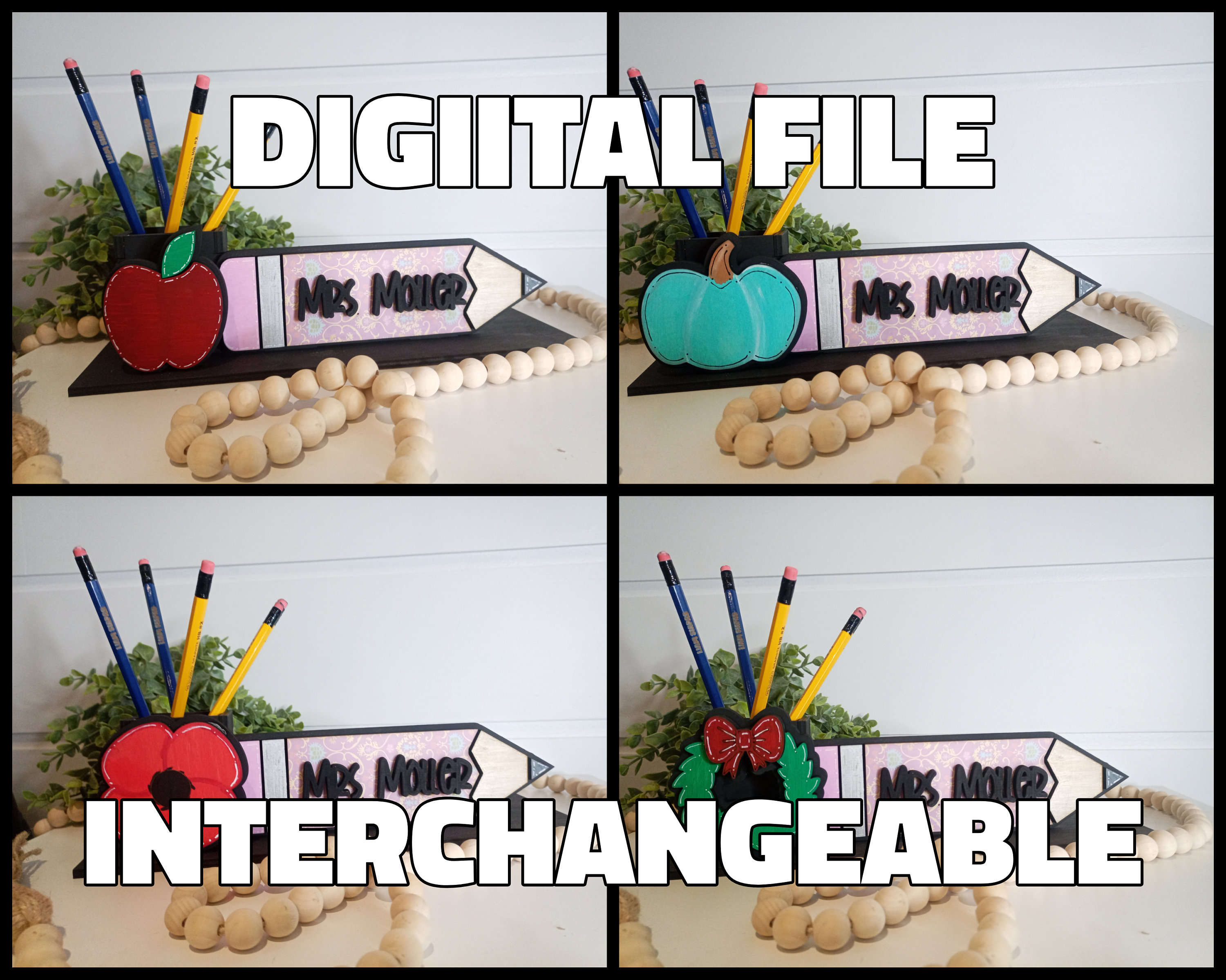 Teacher Desk Name Plate With Pencil Holder and - Etsy