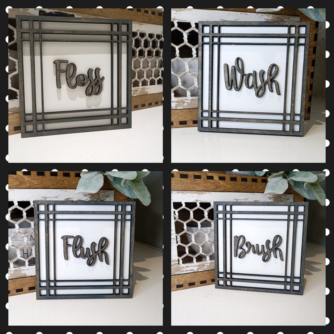 Set of 4 Washroom Signs Bundle - Resizable - DIGITAL FILE - Etsy