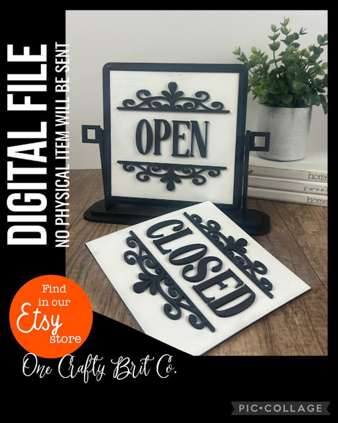 Double Sided Flip Sign Holder - DIGITAL FILE (includes Open Closed ...