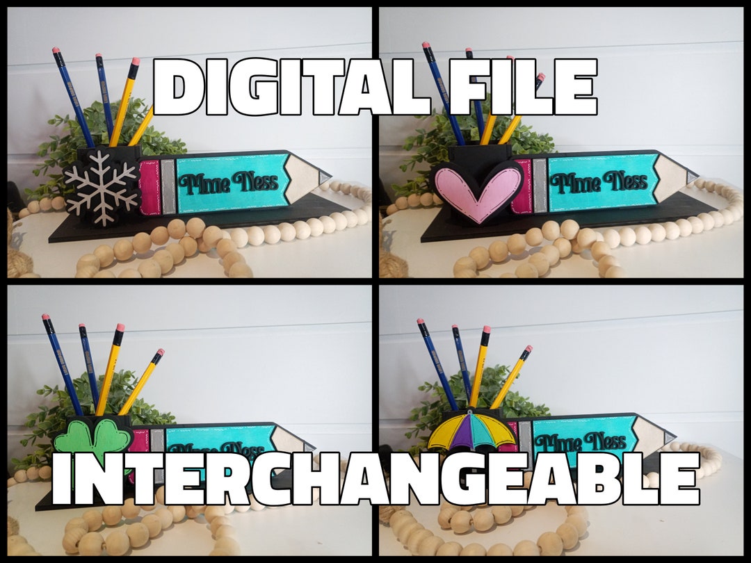 Teacher Desk Name Plate With Pencil Holder and Interechangeables ...