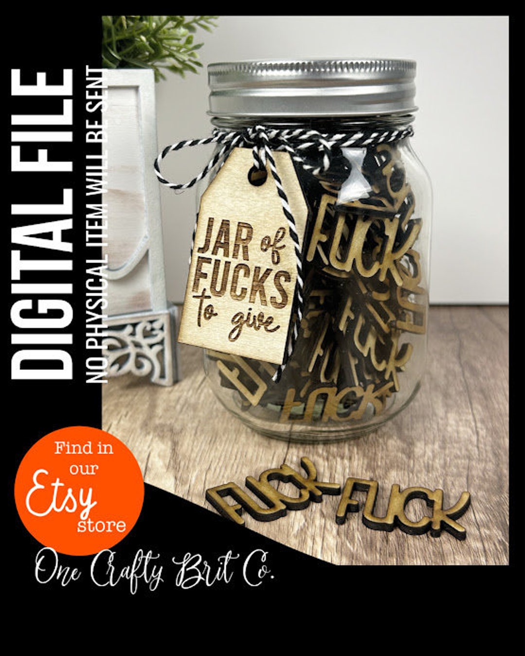 Not a Physical Item Jar of F**ks - DIGITAL FILE - Etsy