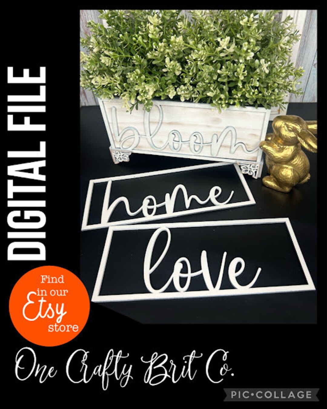 Planter Box With Decorative Feet and 3 Options for Words - DIGITAL FILE ...