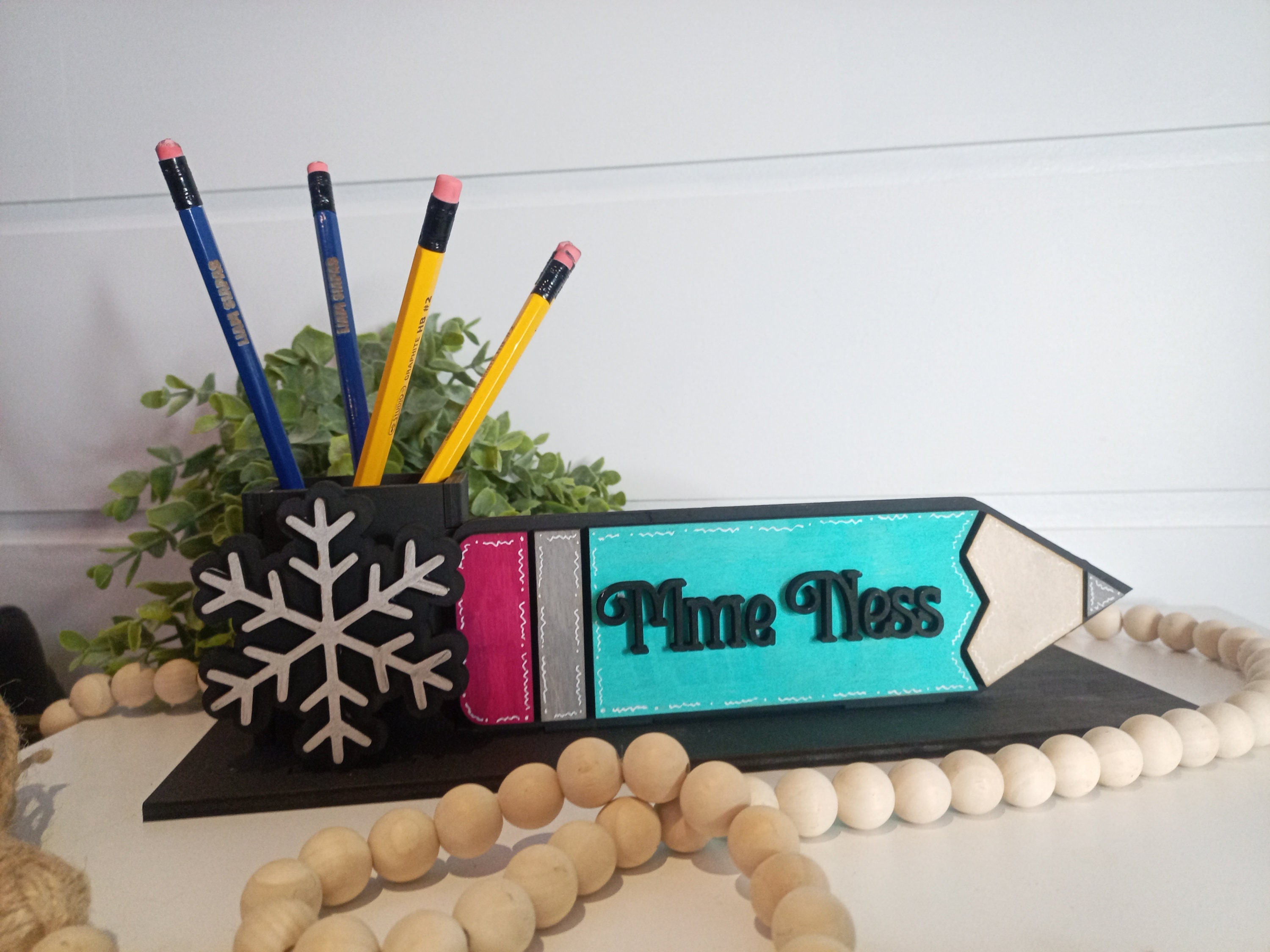 Teacher Desk Name Plate With Pencil Holder and | Etsy