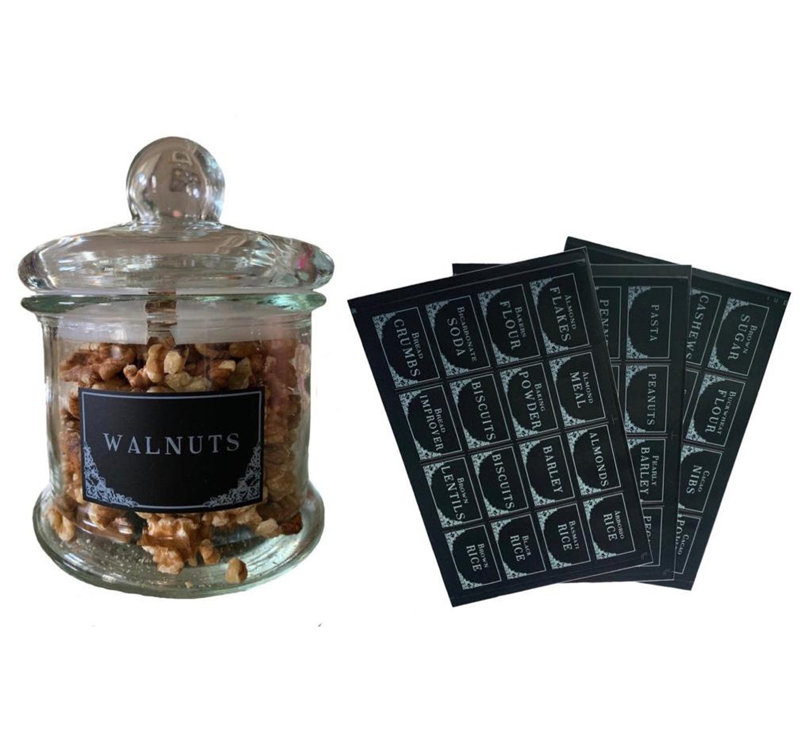 Set of 176 Pre-printed Elegant Designer Black Pantry Labels - Etsy