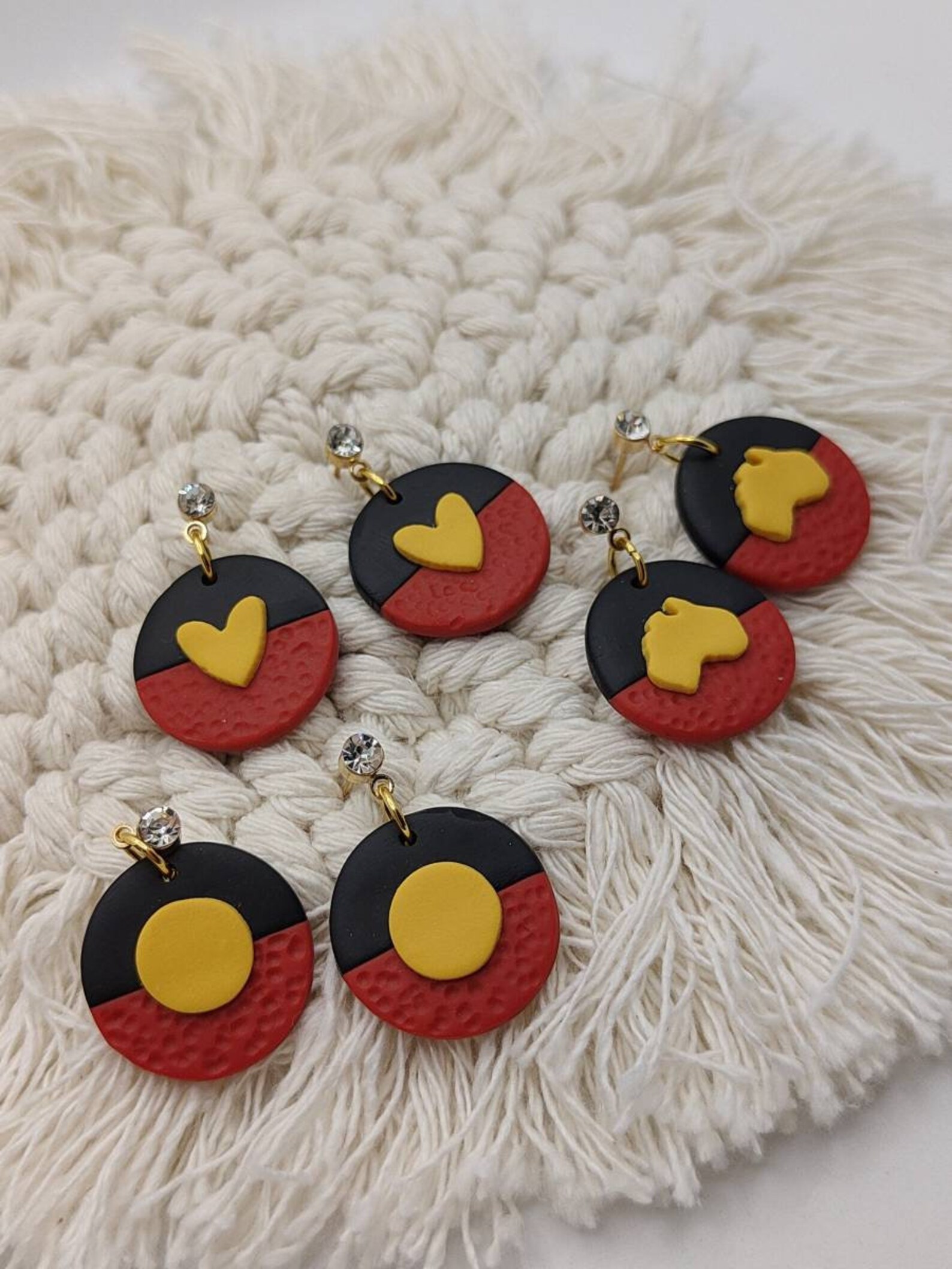 Handmade Polymer Clay Aboriginal Australian Flag Inspired | Etsy