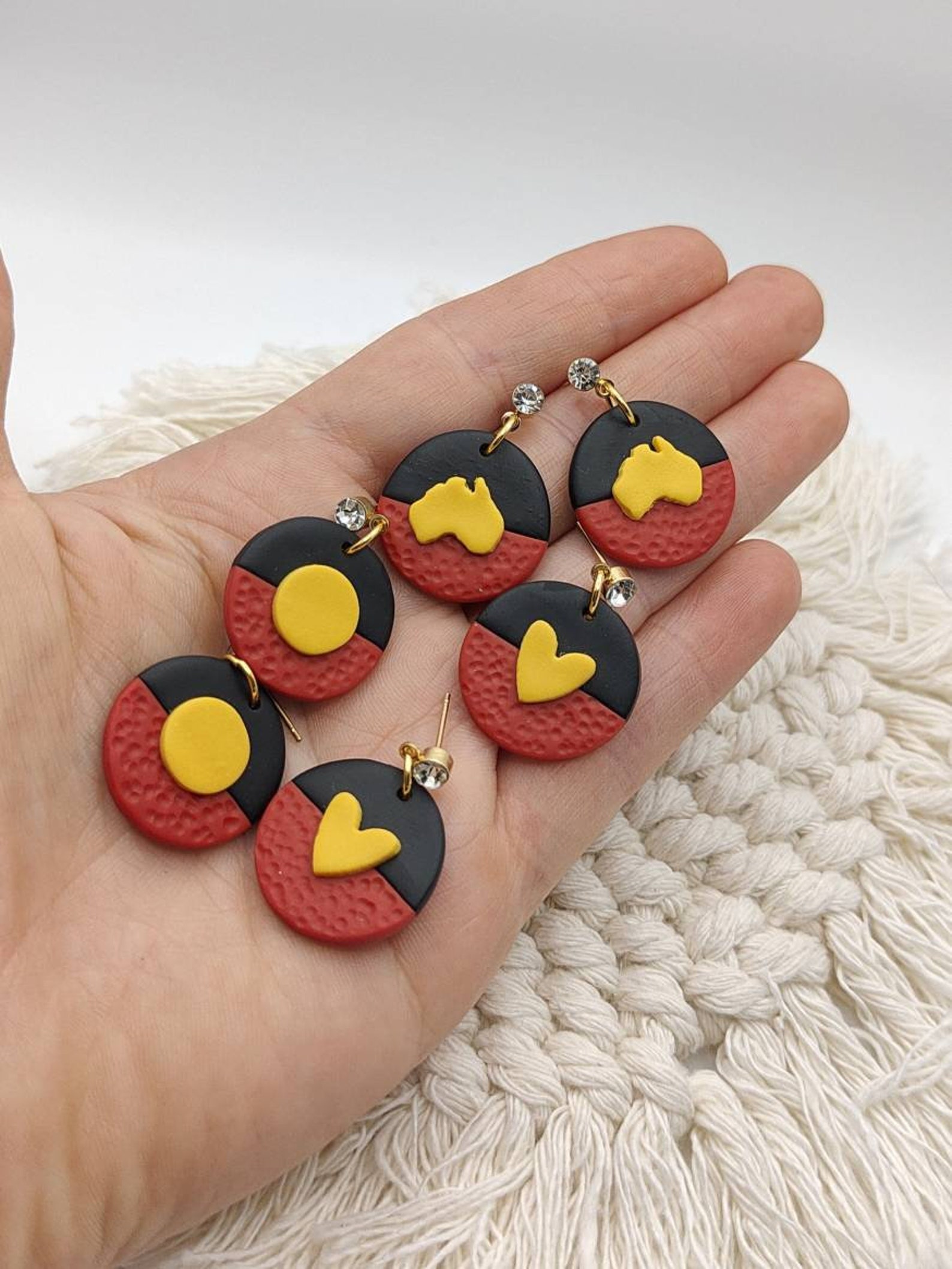Handmade Polymer Clay Aboriginal Australian Flag Inspired | Etsy