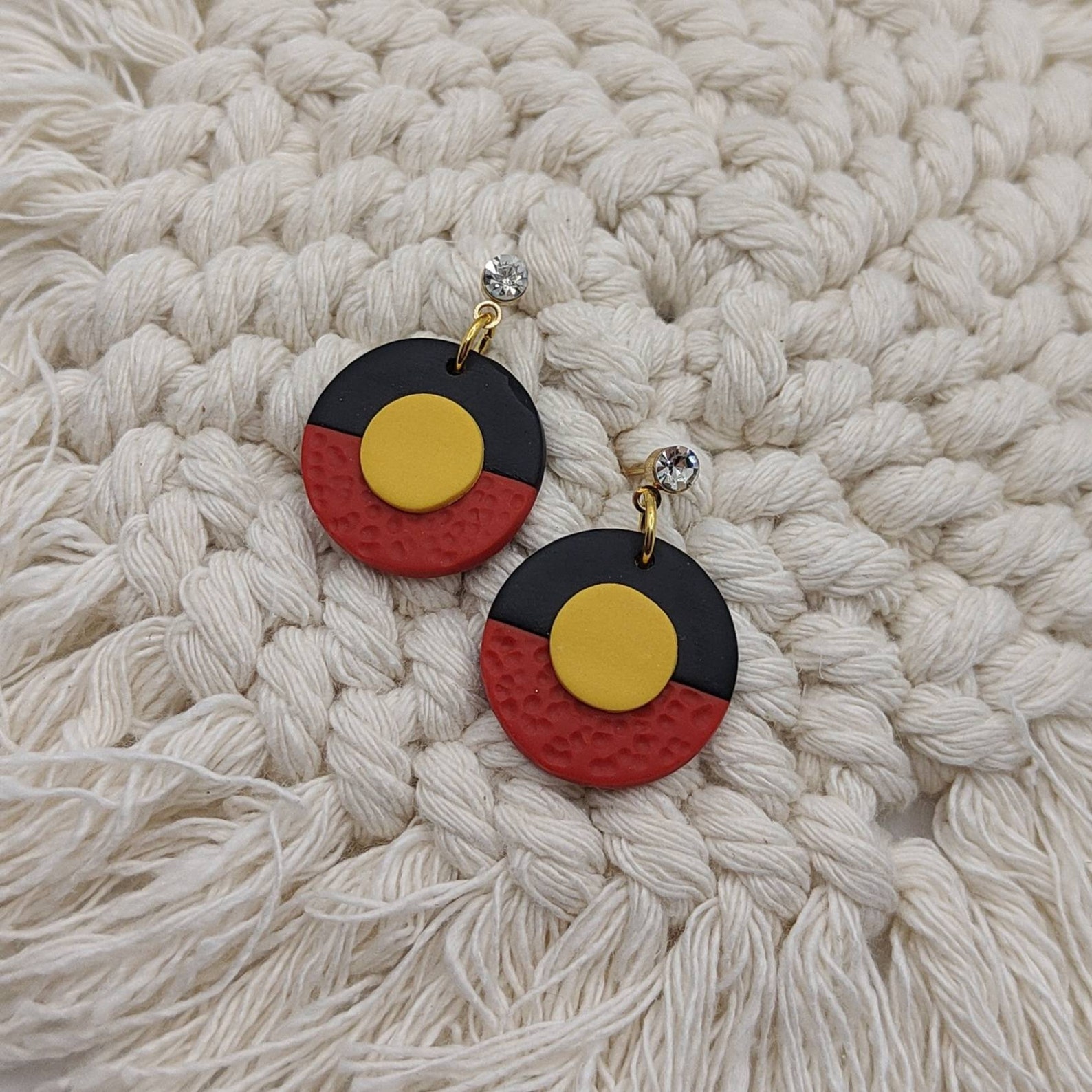 Handmade Polymer Clay Aboriginal Australian Flag Inspired | Etsy
