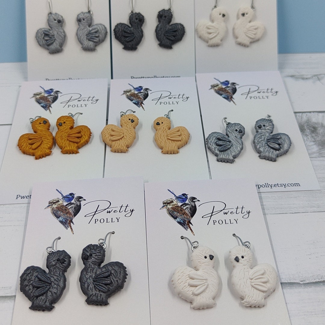 Silkie Chicken Earrings | Chooks | Handmade Polymer Clay | Chicken ...