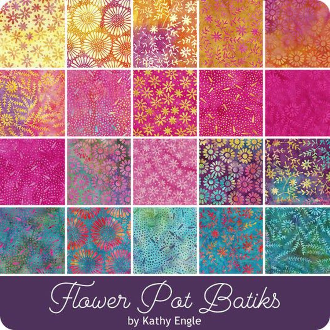 Island Batik Flower Pot 2.5" Strip Set With 4 Yards of Coordinating ...