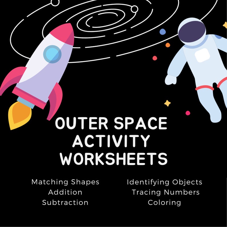 36 Page Space Theme Pre-k and Kindergarten Worksheets | Etsy