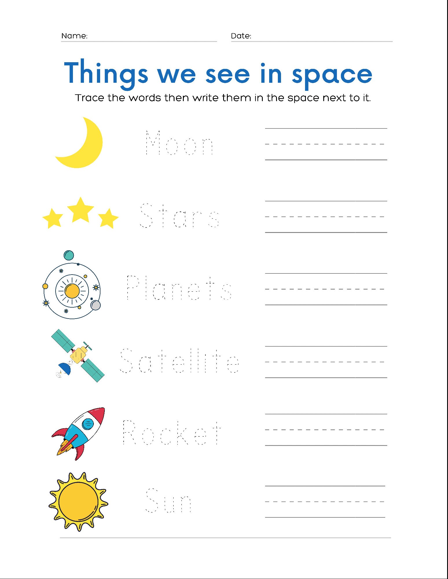 36 Page Space Theme Pre-k and Kindergarten Worksheets | Addition ...