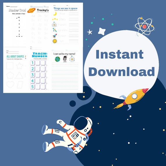 36 Page Space Theme Pre-k and Kindergarten Worksheets | Etsy