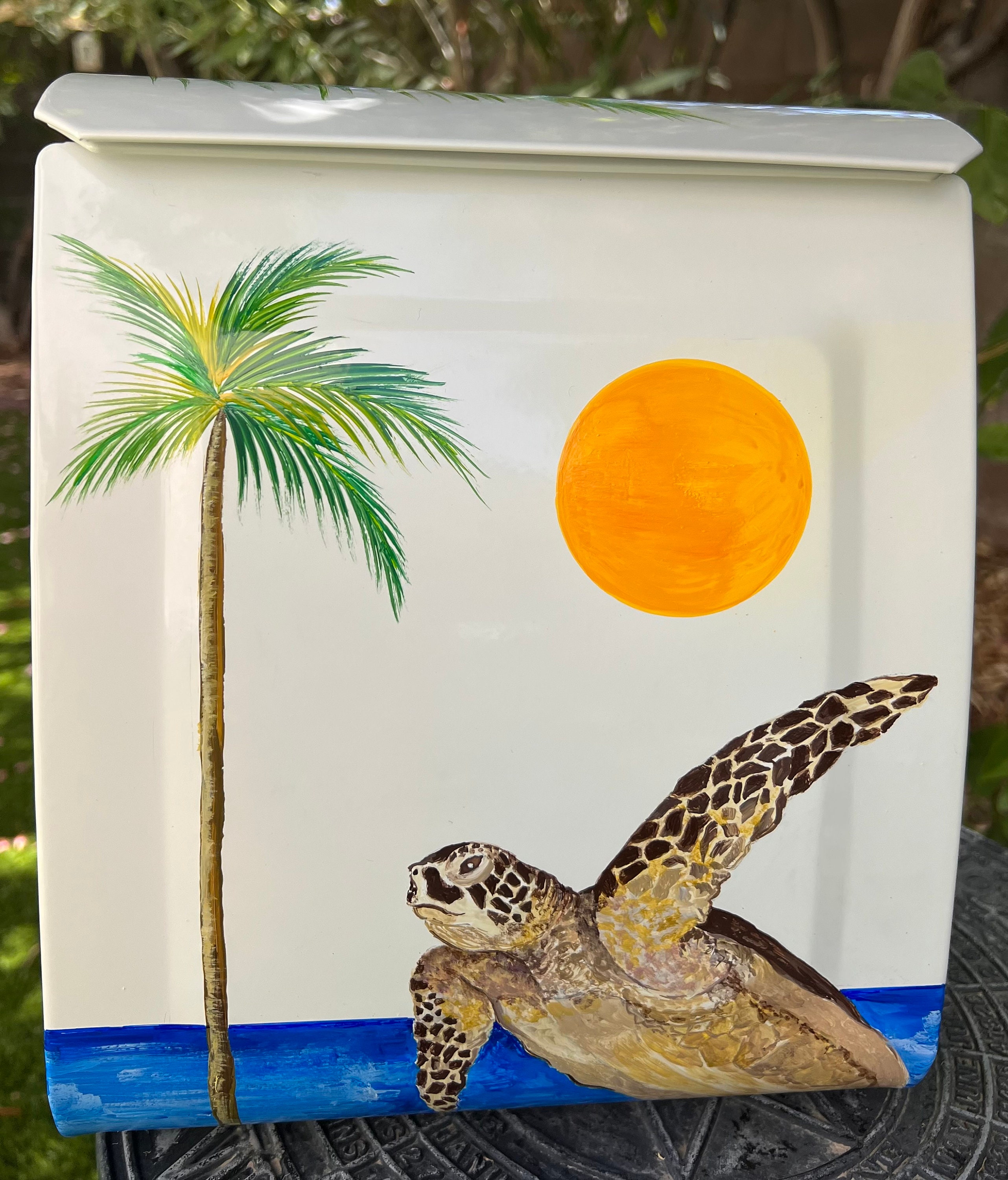 Sea Turtle Custom Painted White Small Locking Mailbox Wall - Etsy