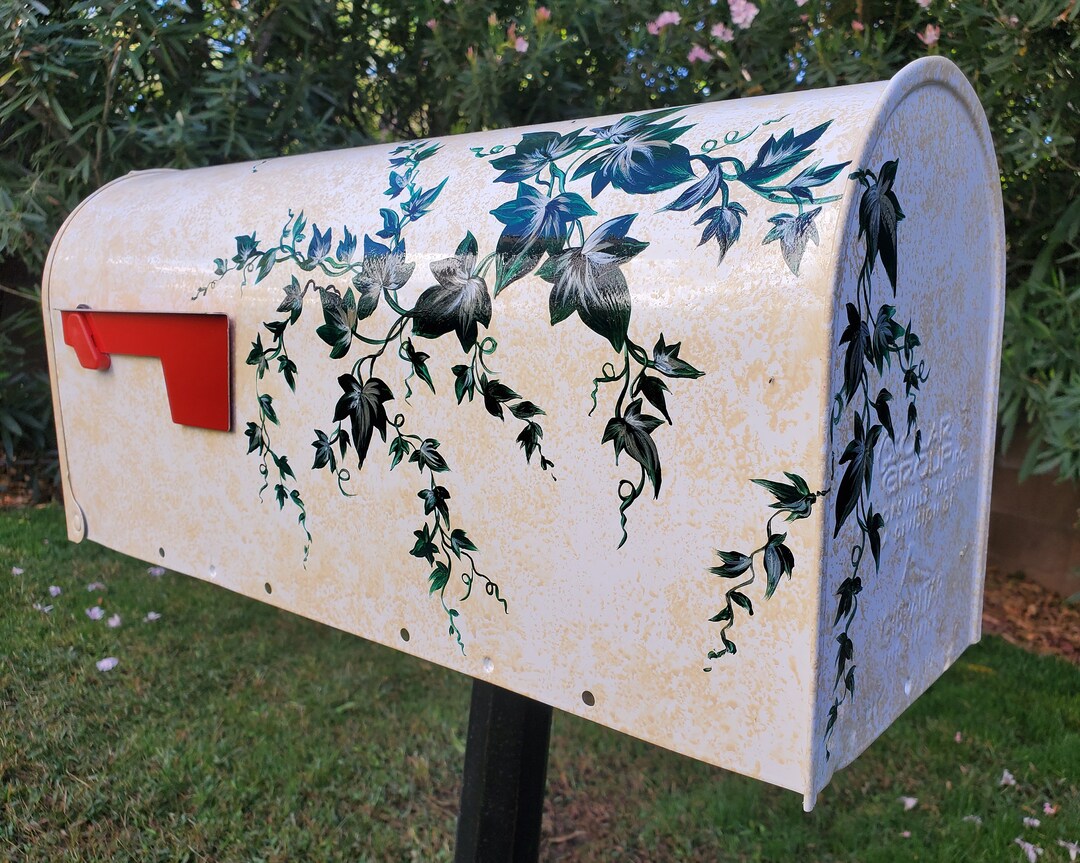 Custom Hand Painted Beige Metal Mailbox, Medium. Large, Ex Large Size ...
