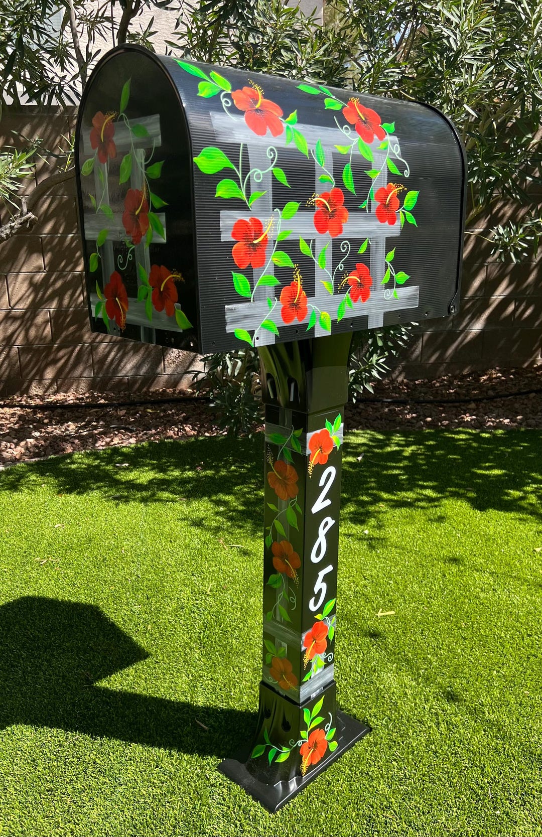 Painted Mailbox Post for Post Mount Mailbox, Custom Design, Coordinate ...