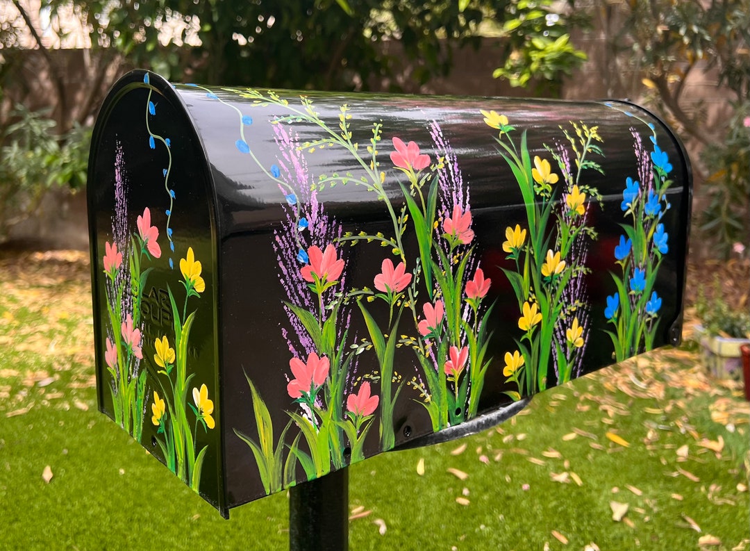 Jumbo Mailbox Custom Hand Painted Handmade Black Steel Metal - Etsy