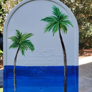 Tropical Blue Ocean Mailbox, Custom Painted, Beach Sunset, Sunrise Palm ...