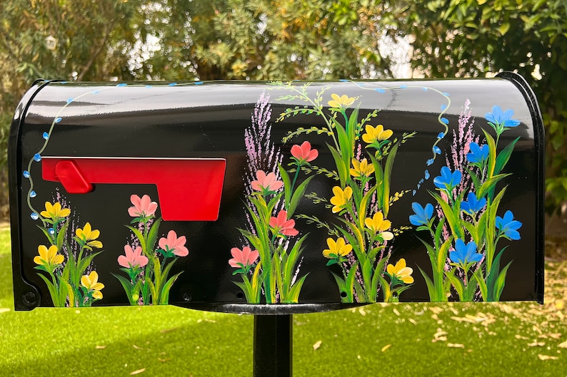 Jumbo Mailbox Custom Hand Painted, Handmade, Black Steel Metal Extra ...