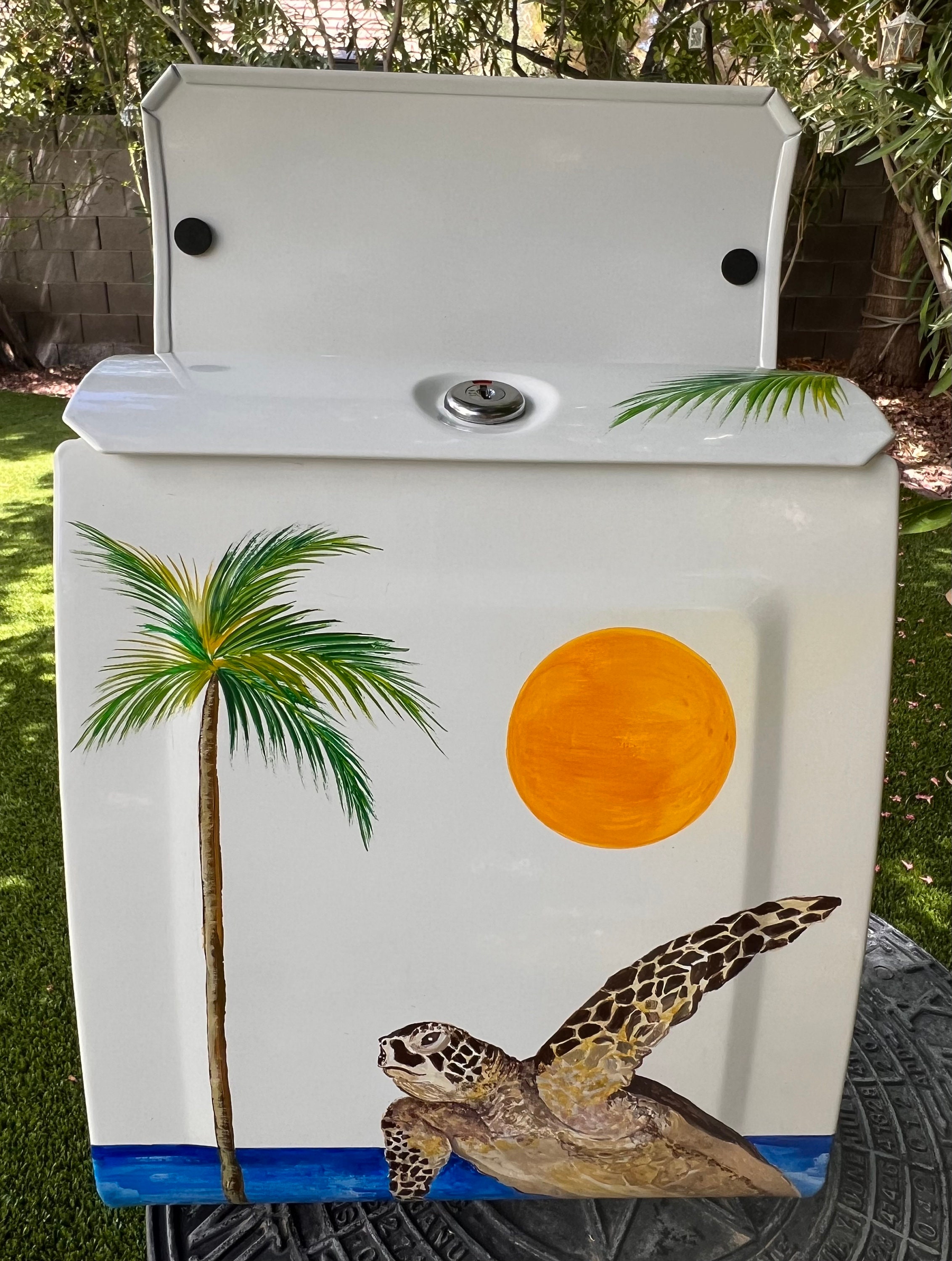 Hand-painted Sea Turtle Locking Mailbox, Tropical Beach House Decor - Etsy