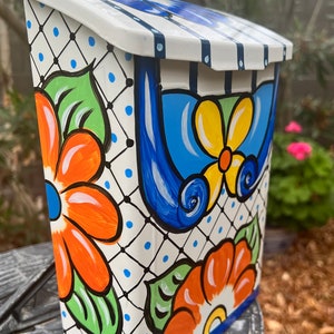 Small Wall Mount White Mailbox, Custom Handmade Painted, Colorful ...
