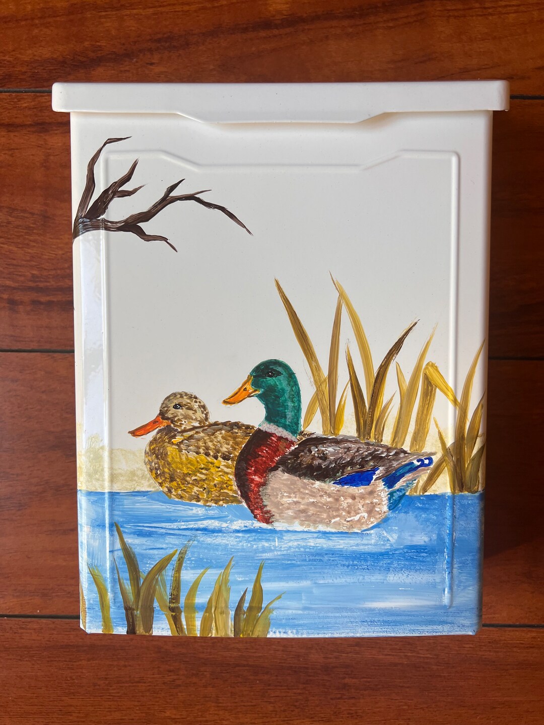 Hand-painted Mallard Duck Mailbox - White Small Wall Mount Mailbox ...