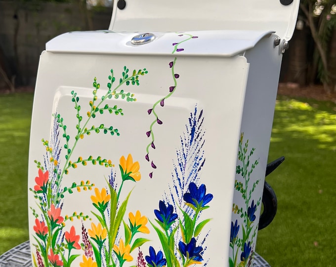 Lockable Small White Metal Wall Mount Mailbox, Custom Hand-painted ...